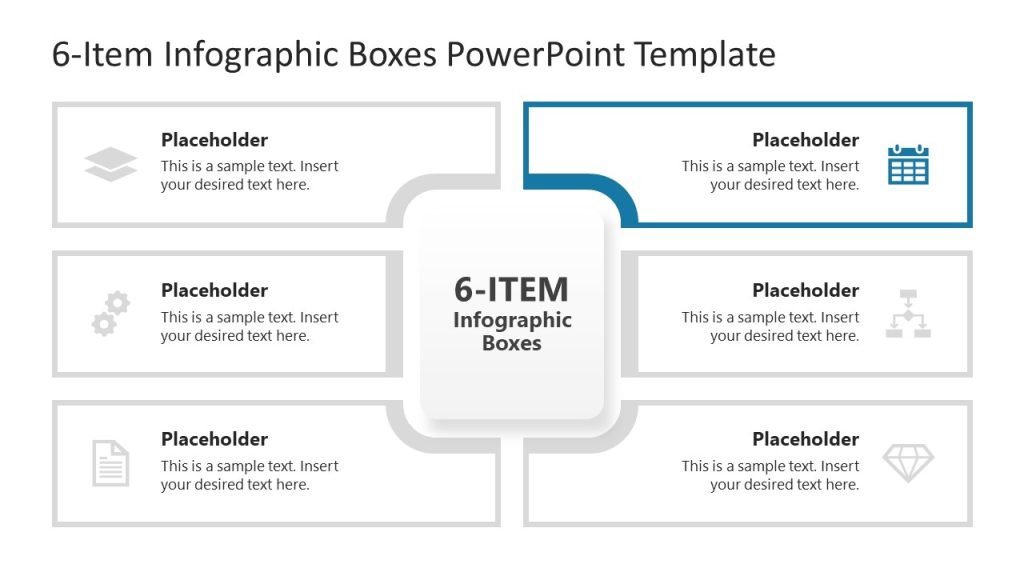 Item 2 Highlight PPT Slide - 6-Item Infographic Boxes Template - SlideModel
