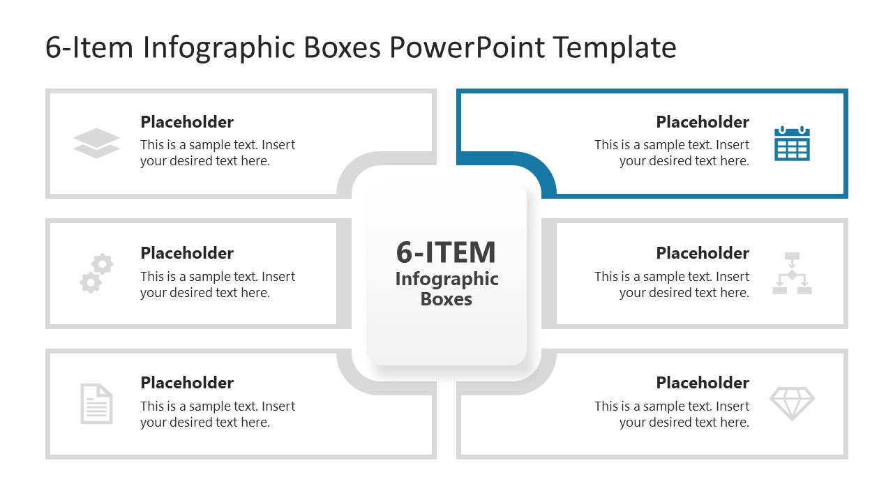 6-Item Infographic Boxes PowerPoint Template