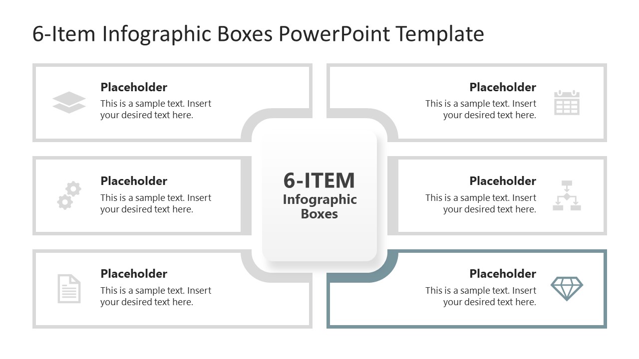 6-Item Infographic Boxes PowerPoint Template