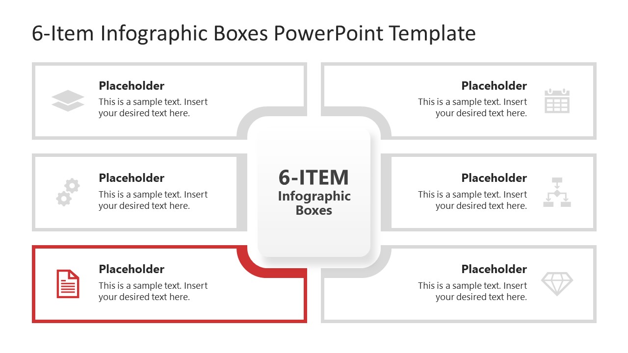6-Item Infographic Boxes PowerPoint Template