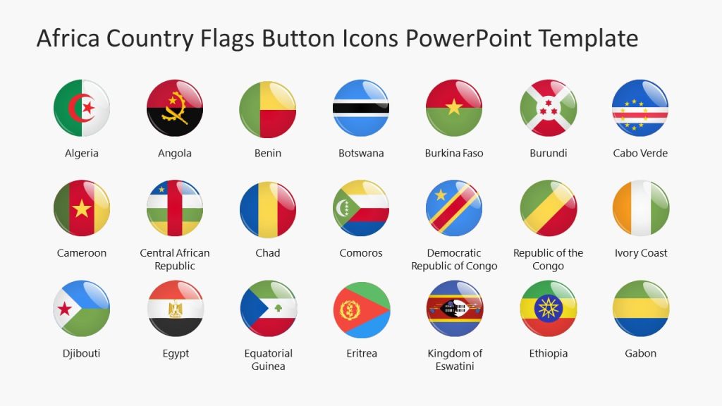Africa Country Flags Button Icons Presentation Template - SlideModel