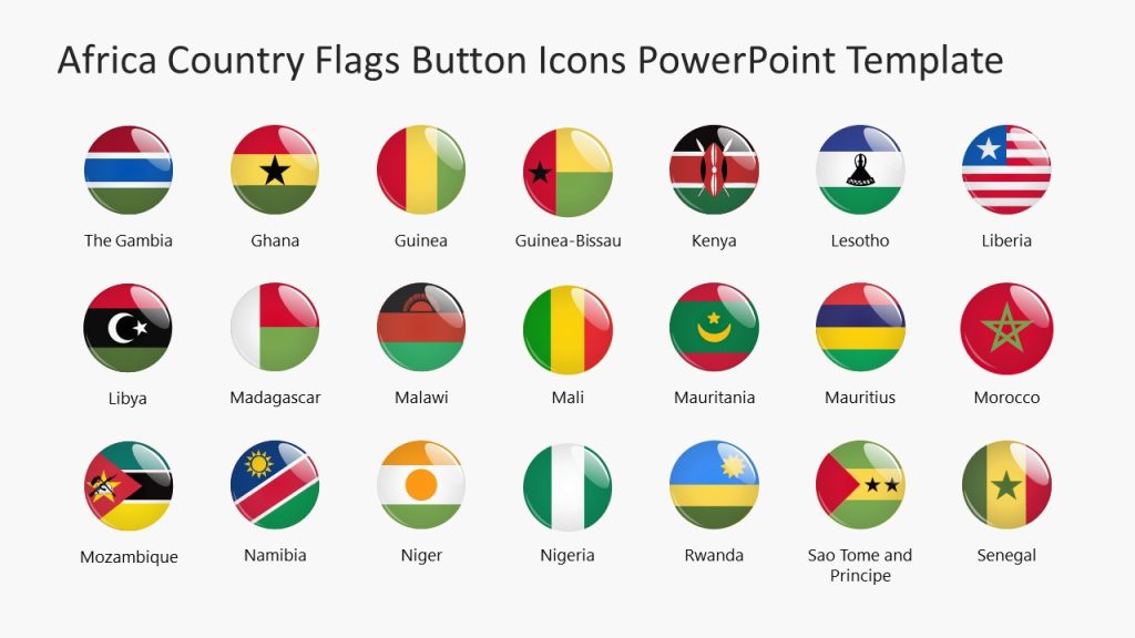 Africa Country Flags Button Icons PPT Template - SlideModel