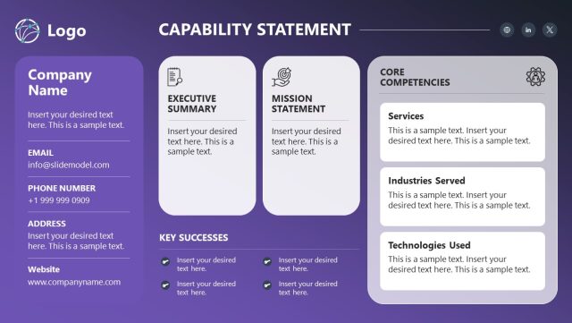 Editable One-Page Capability Statement Slide - SlideModel