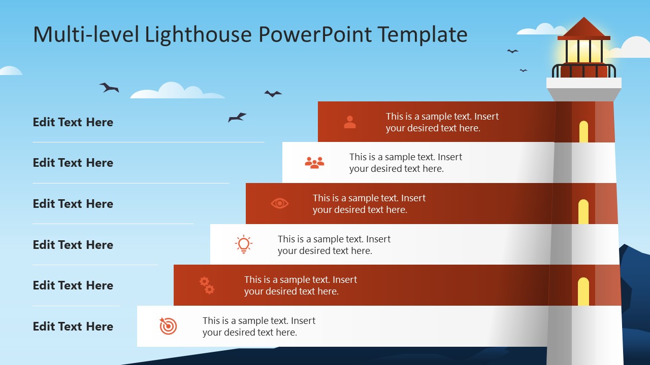 Multi-level Lighthouse Infographic PowerPoint Template