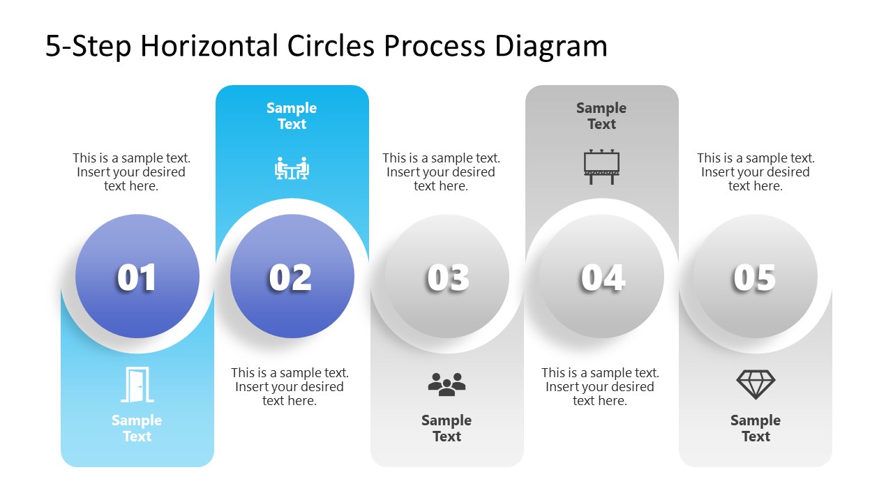 5-Step Horizontal Circles Process Diagram PowerPoint Template
