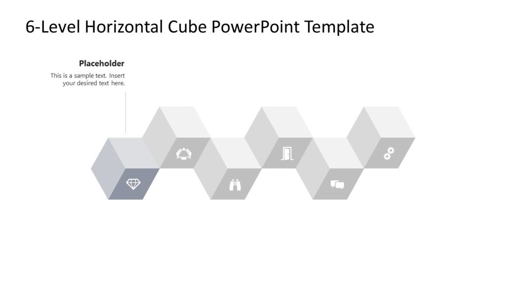 Editable 6-Level Horizontal Cube Infographic PPT Template - SlideModel