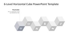 Editable 6-Level Horizontal Cube Infographic PPT Template - SlideModel