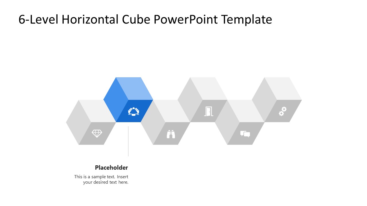 6-Level Horizontal Cube Infographic PowerPoint Template