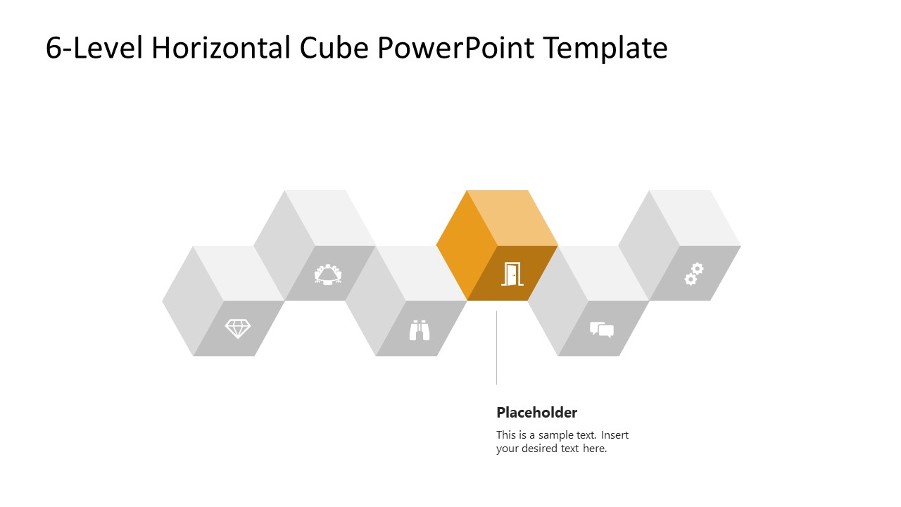6-Level Horizontal Cube Infographic PowerPoint Template
