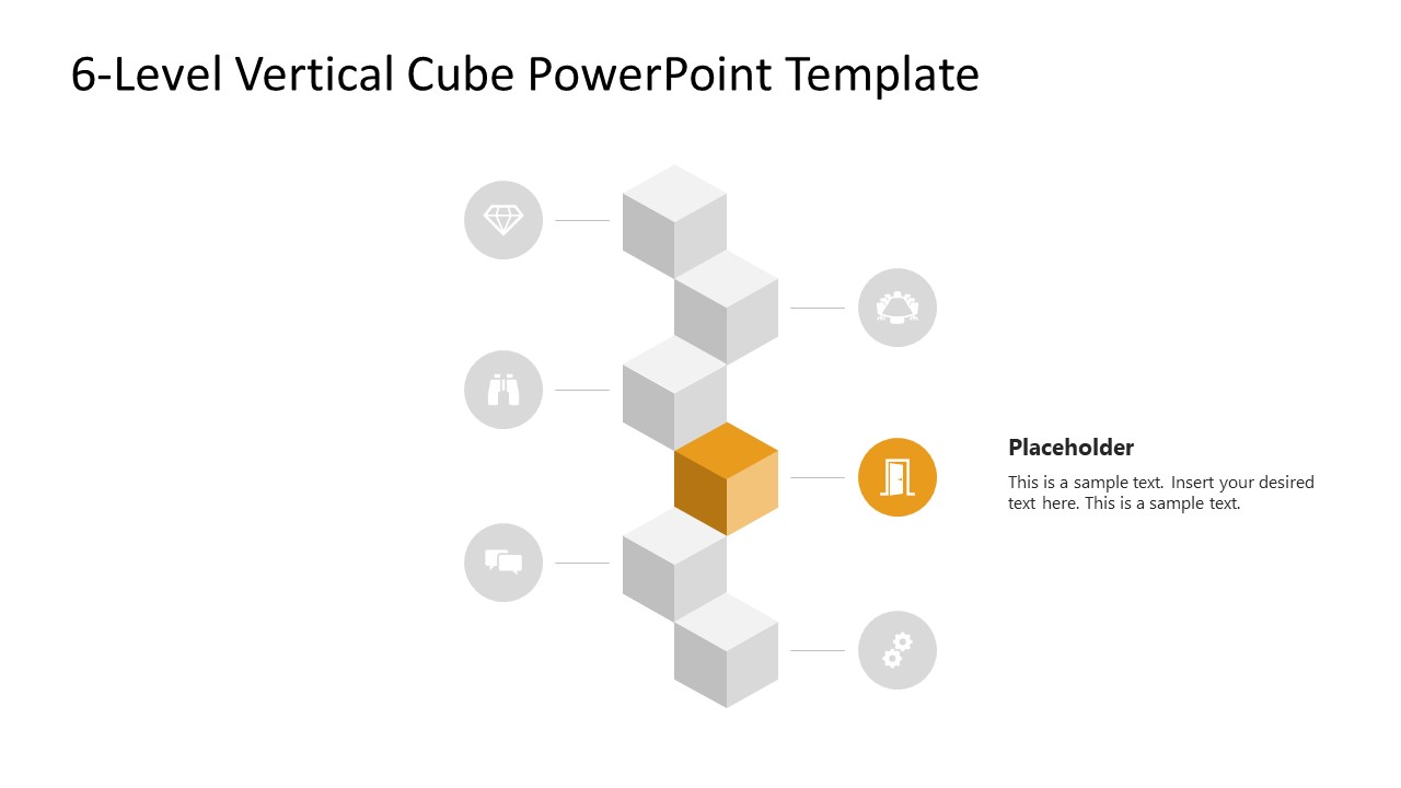 6-Level Vertical Cube Infographic PowerPoint Template