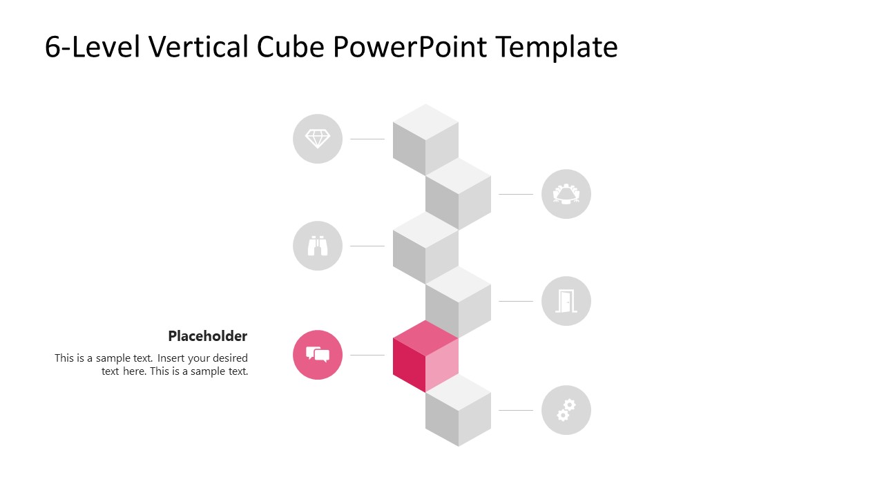 6-Level Vertical Cube Infographic PowerPoint Template