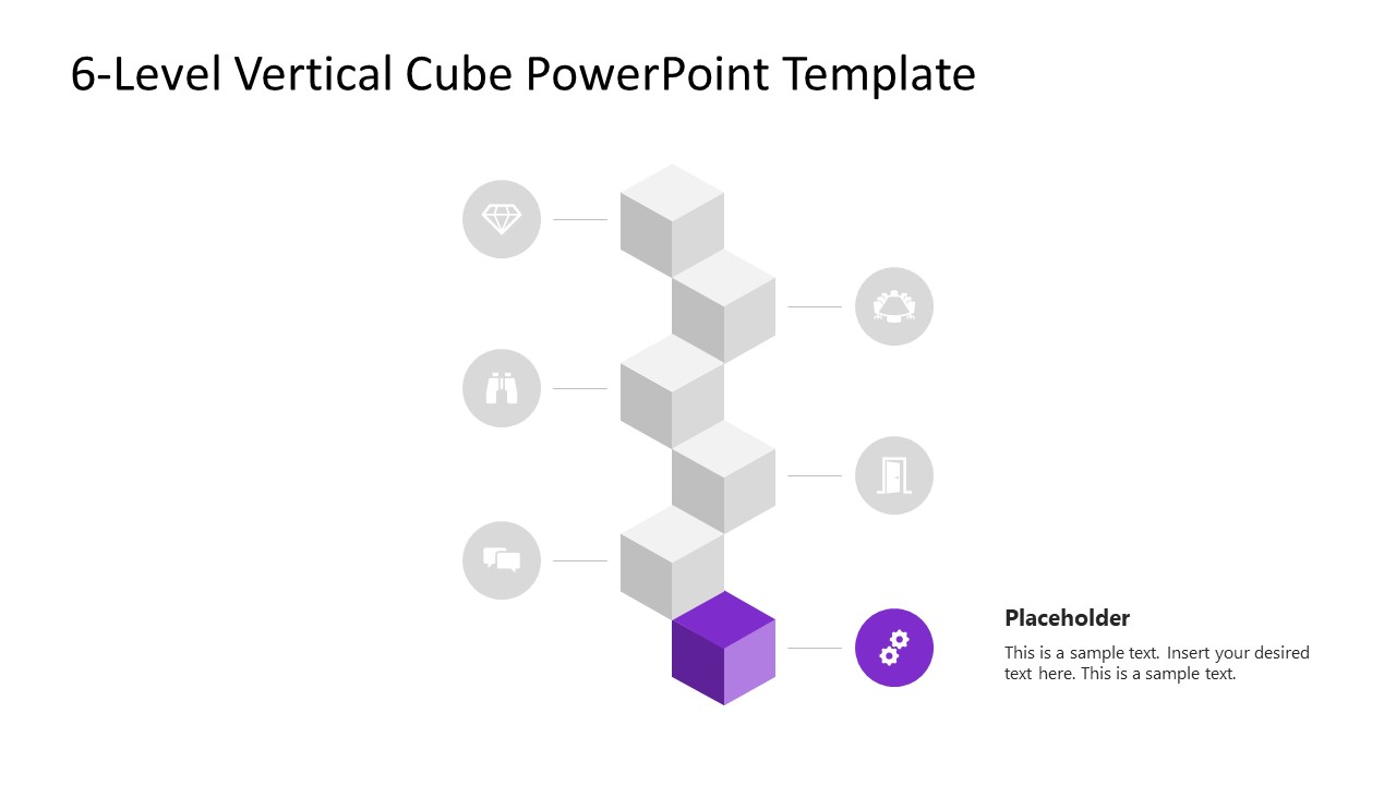 6-Level Vertical Cube Infographic PowerPoint Template