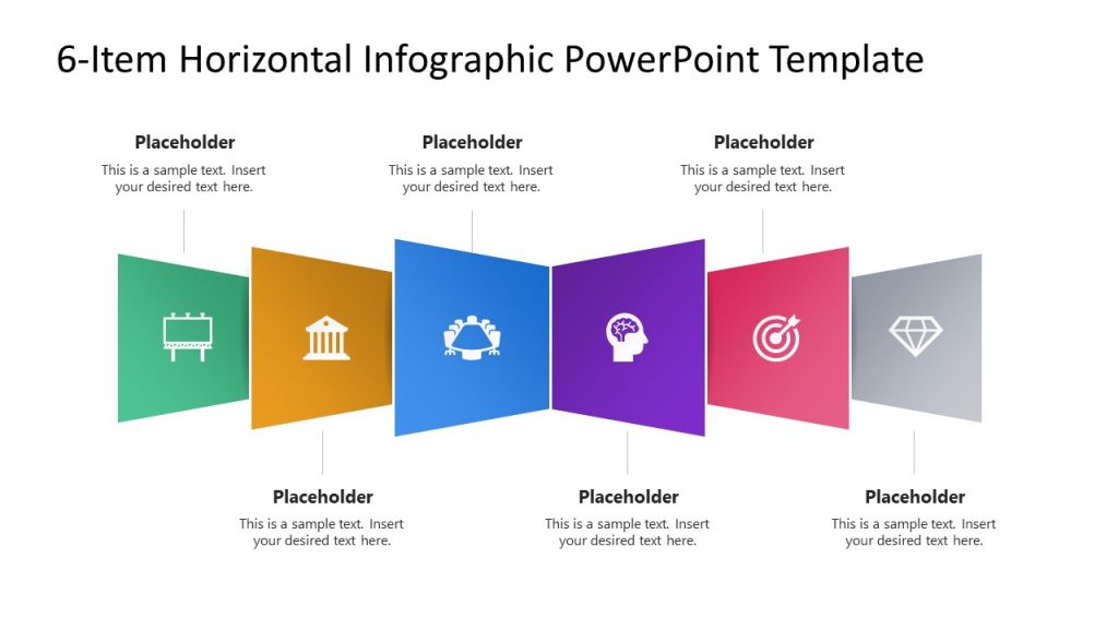 Editable 6-Item Horizontal Infographic Presentation Slide - SlideModel