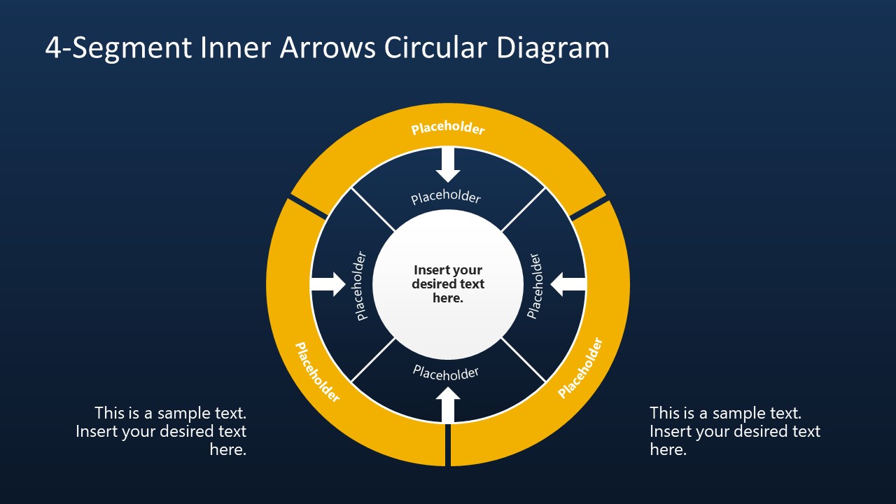 4-Segment Inner Arrows Circular Diagram PowerPoint Template