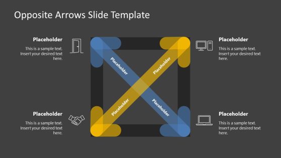 Cross Arrows Square Diagram with Black Background - SlideModel