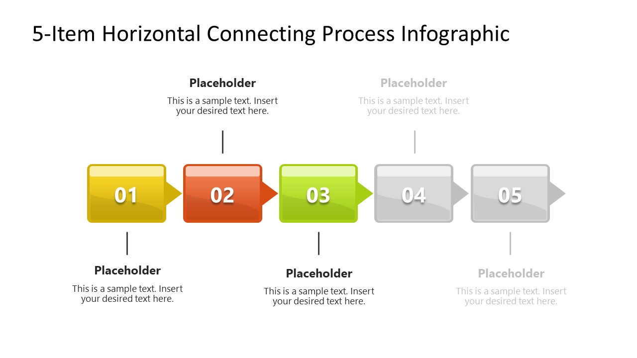 5-Item Horizontal Connected Process PowerPoint Template