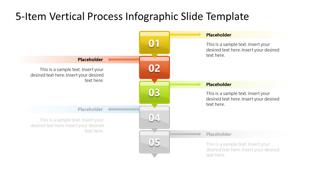 5-Item Vertical Connected Process PowerPoint Template
