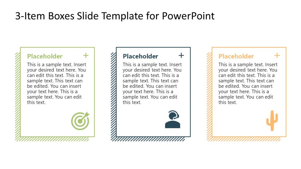 Editable 3-Item Boxes Slide PPT Template - SlideModel