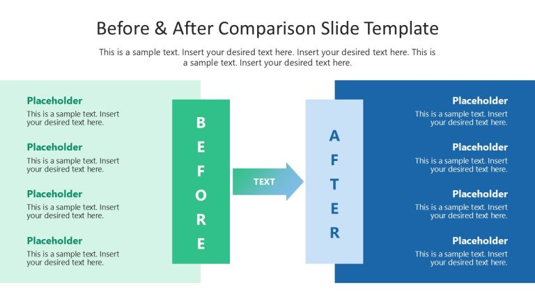 Before & After Comparison Slide with Two Vertical Shapes - SlideModel