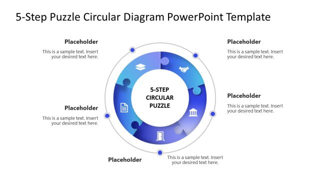 5-Step Circular Puzzle Diagram Presentation Template - SlideModel