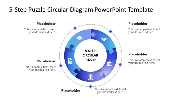 5-Step Circular Puzzle Diagram Presentation Template - SlideModel