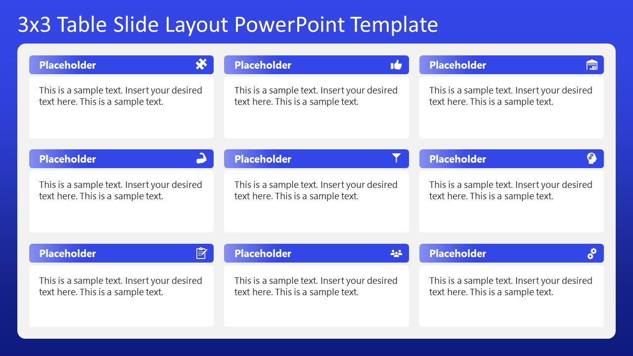 3x3 Table Slide Layout PowerPoint Template
