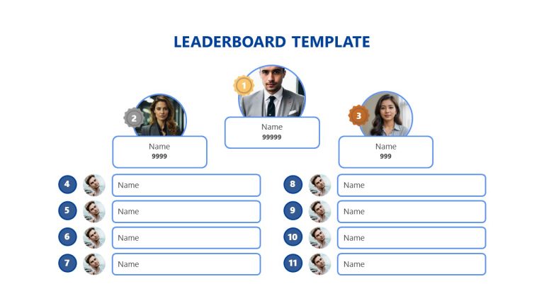 10-Person Leaderboard Presentation Slide PPT Template - SlideModel