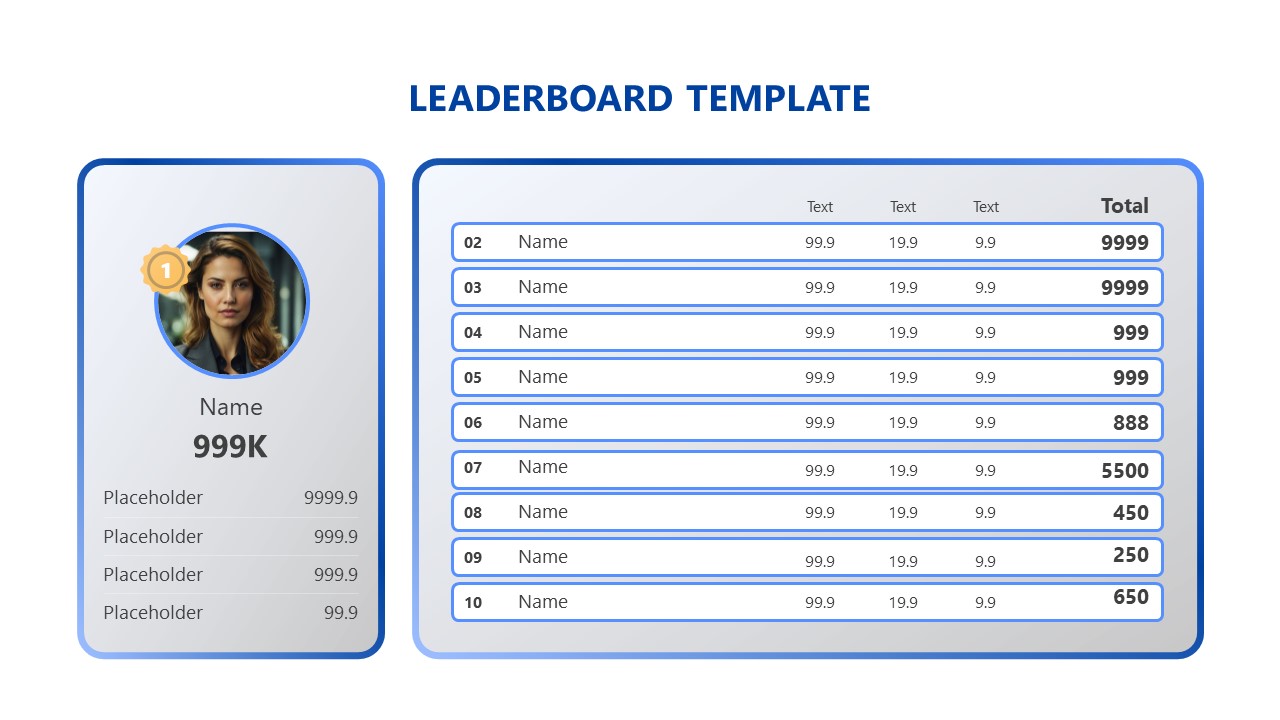 10-Person Leaderboard Presentation Slide Deck Template