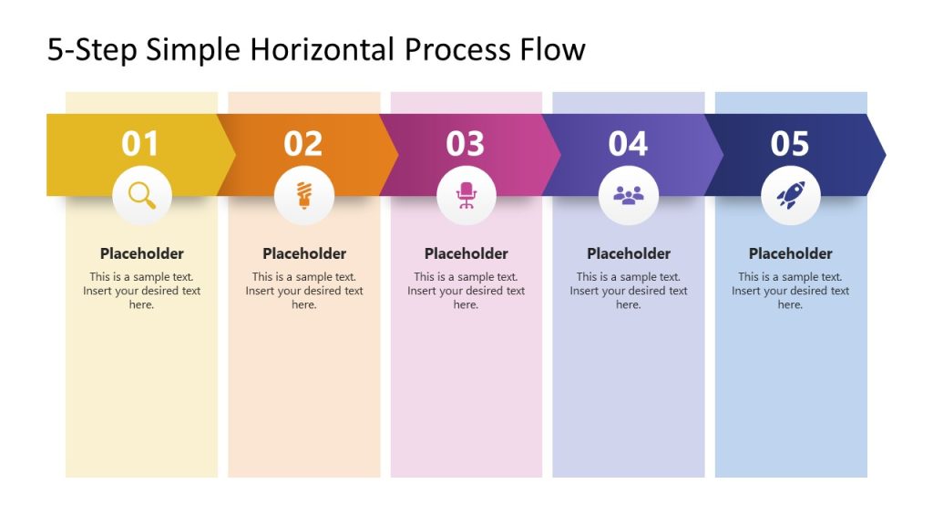 Cover Slide - 5-Step Simple Horizontal Process Flow Diagram - SlideModel