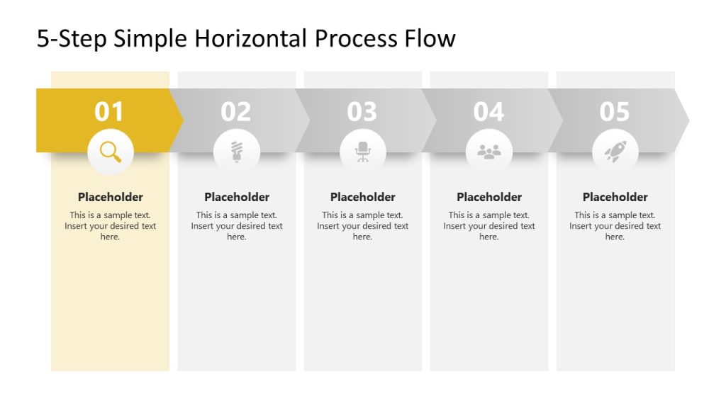 Step 1 Slide - 5-Step Simple Horizontal Process Flow Template - SlideModel
