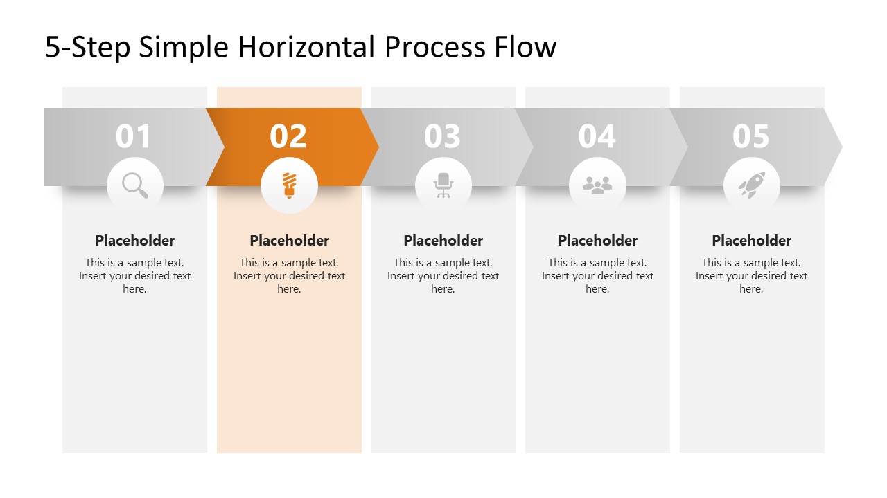 5-Step Simple Horizontal Process Flow PowerPoint Template