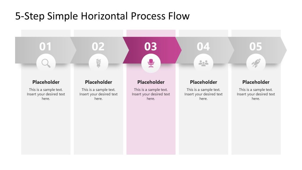 5-Step Simple Horizontal Process Flow PPT Template - SlideModel