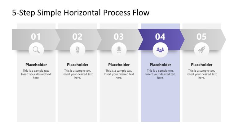 5-Step Simple Horizontal Process Flow Presentation Template - SlideModel