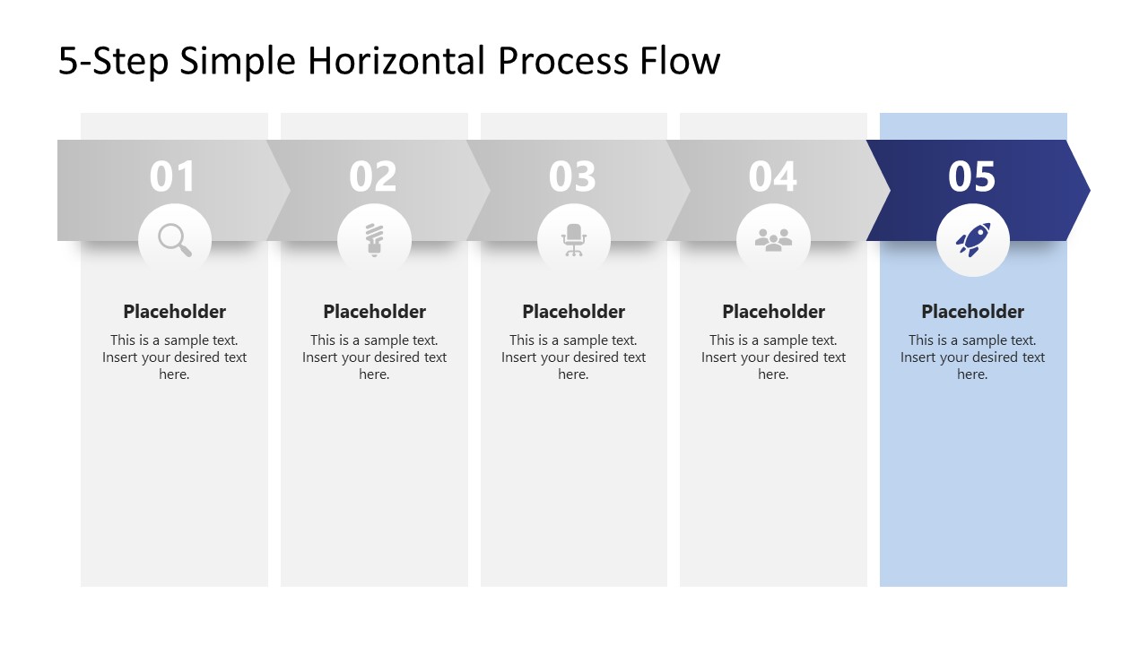 5-Step Simple Horizontal Process Flow PowerPoint Template