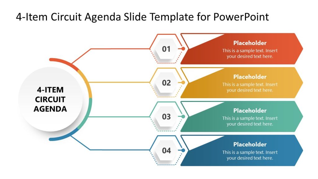 Editable 4-Item Circuit Agenda PPT Template - SlideModel