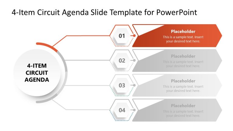 Customizable 4-Item Circuit Agenda PPT Template - SlideModel