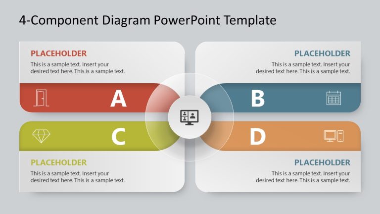 Editable 4-Component Diagram PPT Template - SlideModel