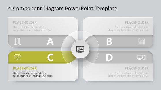 4-Component Diagram Template PPT Slide - SlideModel