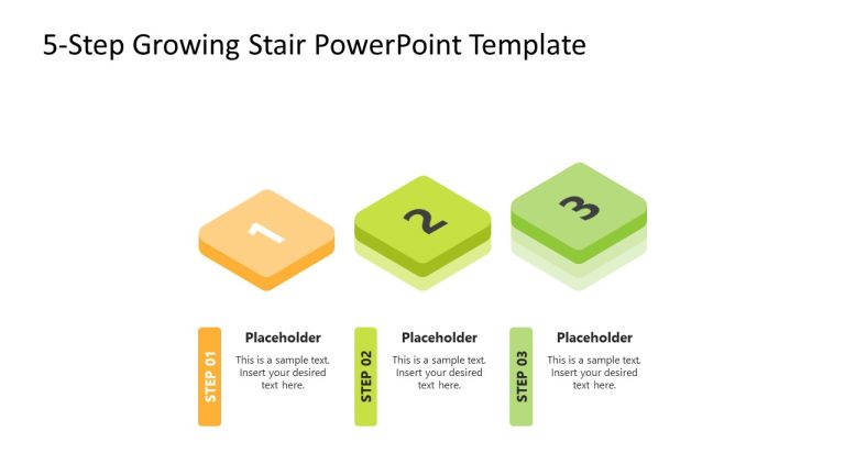 3-Step Growing Stair Presentation Template - SlideModel