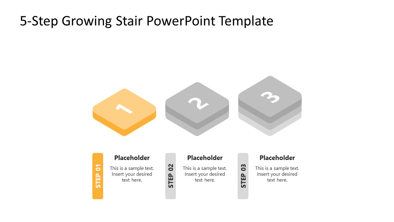 3-Step Growing Stair PowerPoint Template
