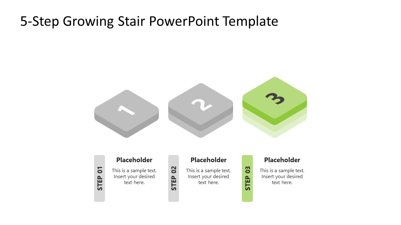 3-Step Growing Stair PowerPoint Template