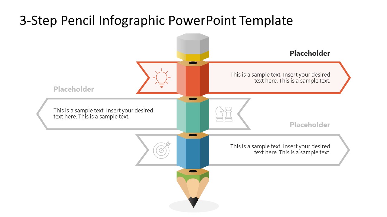 3-Step Pencil Infographic PPT Template - SlideModel