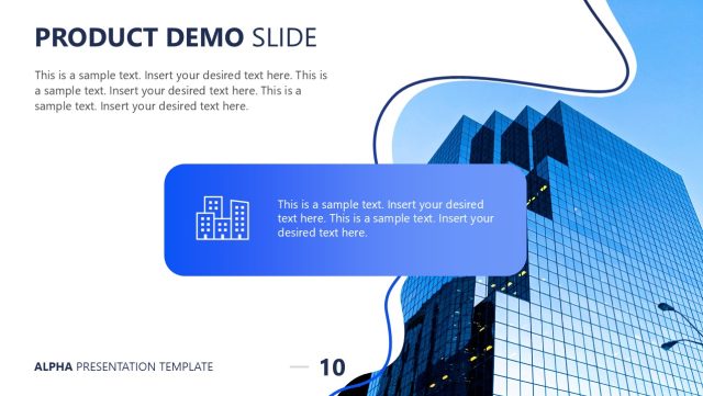 Product Demo Slide for Alpha Presentation Template - SlideModel