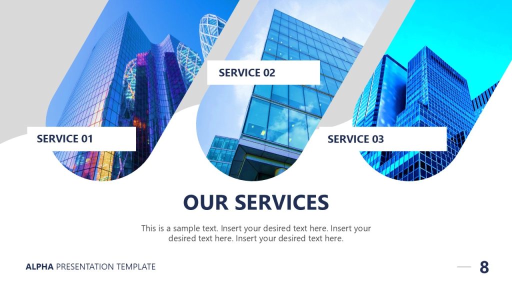 Services Display Slide for Alpha Presentation Template - SlideModel