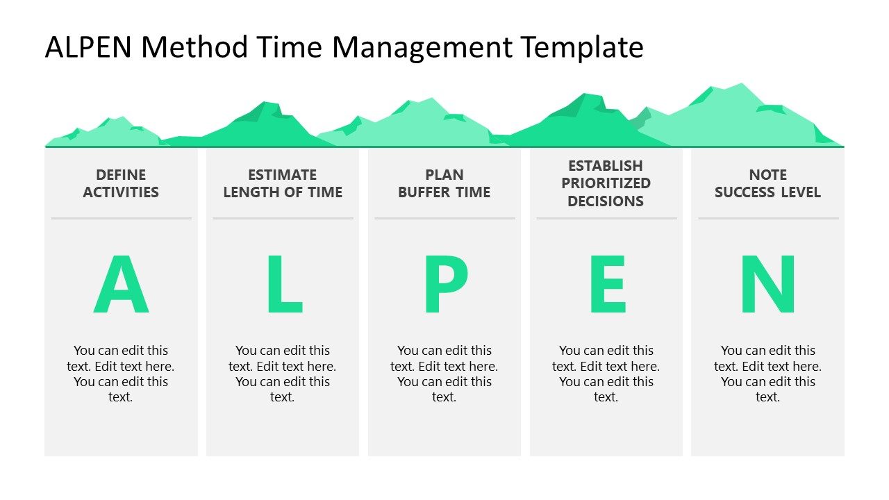 ALPEN Method Time Management PPT Template - Cover Slide - SlideModel
