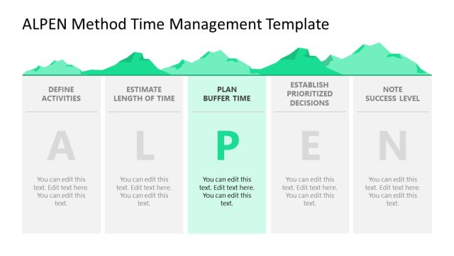 Plan Buffer Time Slide - ALPEN Method Time Management Template - SlideModel
