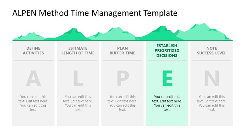 Establish Prioritized Decisions - ALPEN Method PPT Template - SlideModel