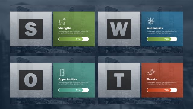 SWOT Slide Deck for PPT with Icons & Zoom Background - SlideModel