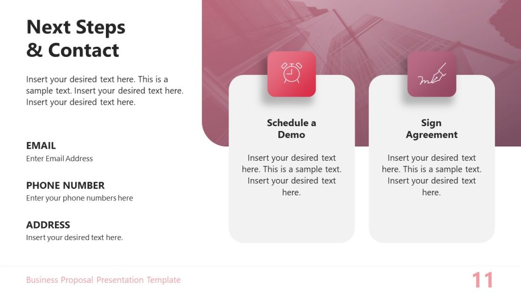 Next Steps & Contact Slide - Business Proposal Template - SlideModel