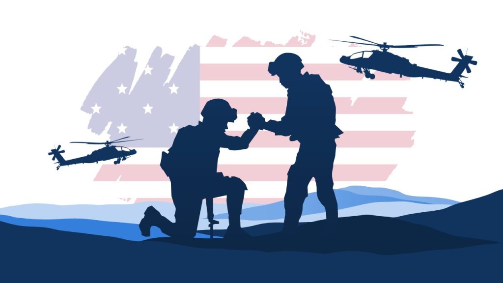 Veterans Slide Template with Military Illustrations - SlideModel